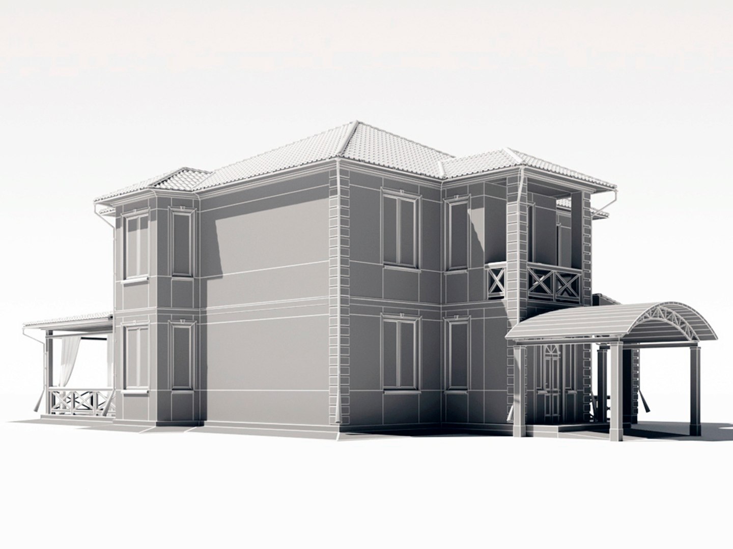 3D model two-storey residential building large - TurboSquid 1344157