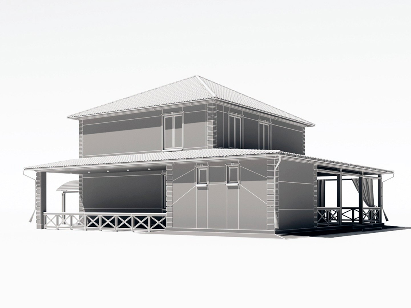 3D model two-storey residential building large - TurboSquid 1344157