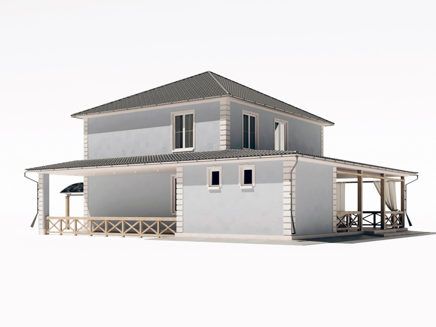 3D model two-storey residential building large - TurboSquid 1344157