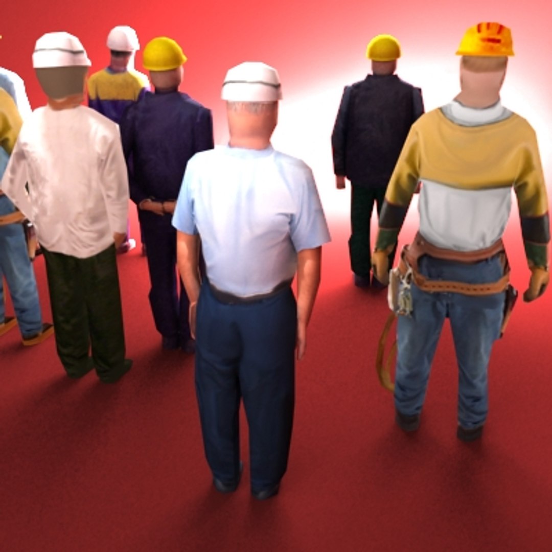 10 Builders Man Workers 3ds