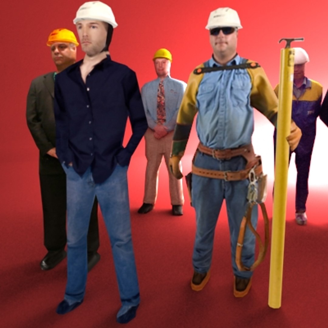 10 Builders Man Workers 3ds