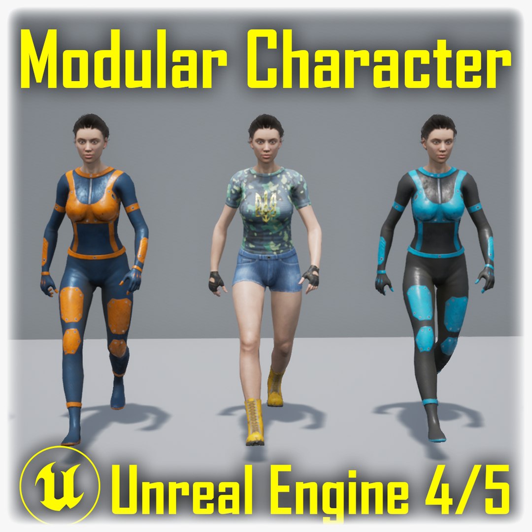 3D Cyber Girl Sci-Fi Modular Character Unreal Engine 4 Game Ready Model ...