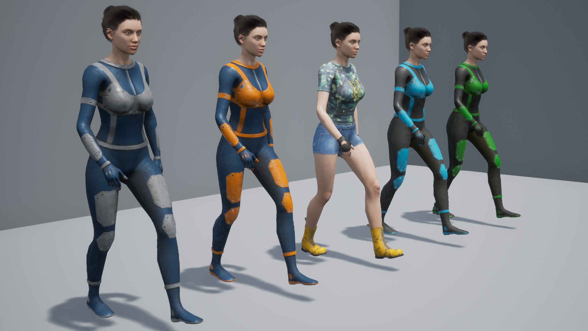 3D Cyber Girl Sci-Fi Modular Character Unreal Engine 4 Game Ready Model ...
