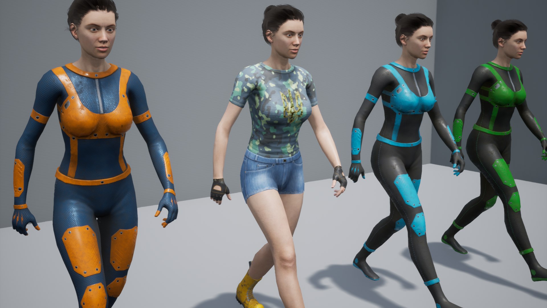 3D Cyber Girl Sci-Fi Modular Character Unreal Engine 4 Game Ready Model ...