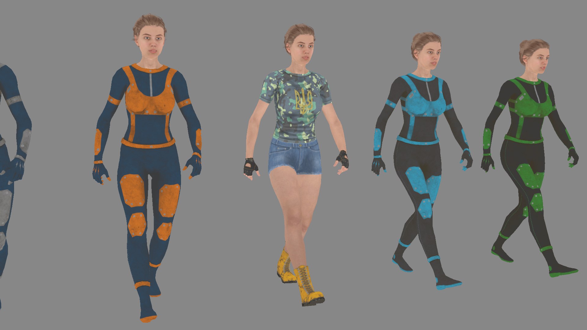 3D Cyber Girl Sci-Fi Modular Character Unreal Engine 4 Game Ready Model ...