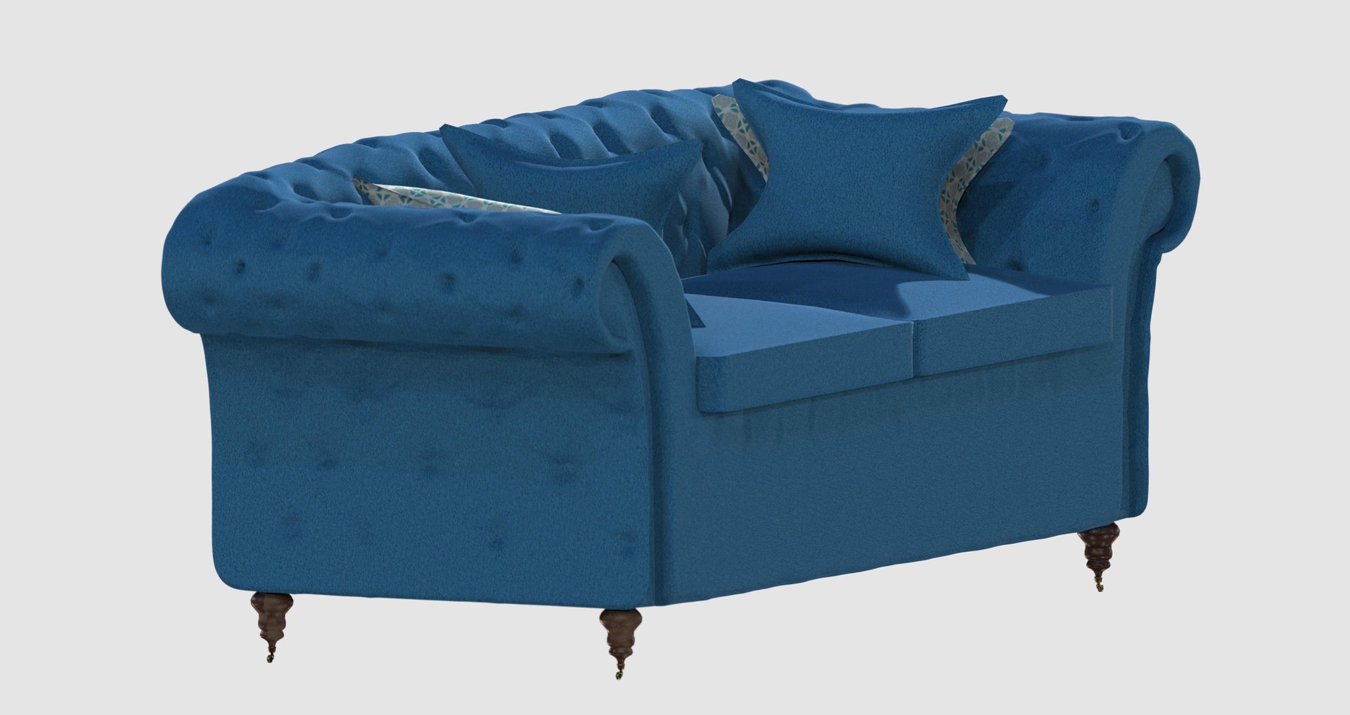 Light blue capitone basic sofa model - TurboSquid 1990481