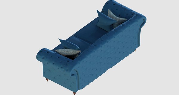 Light blue capitone basic sofa model - TurboSquid 1990481
