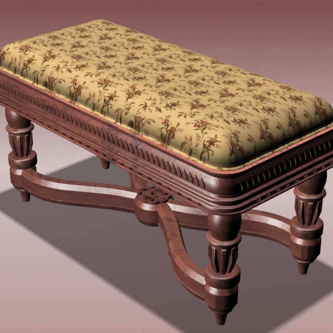 3d Model Antique Bench