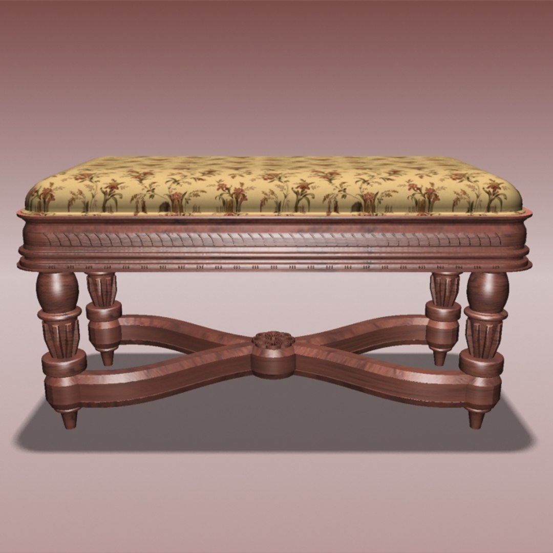3d Model Antique Bench