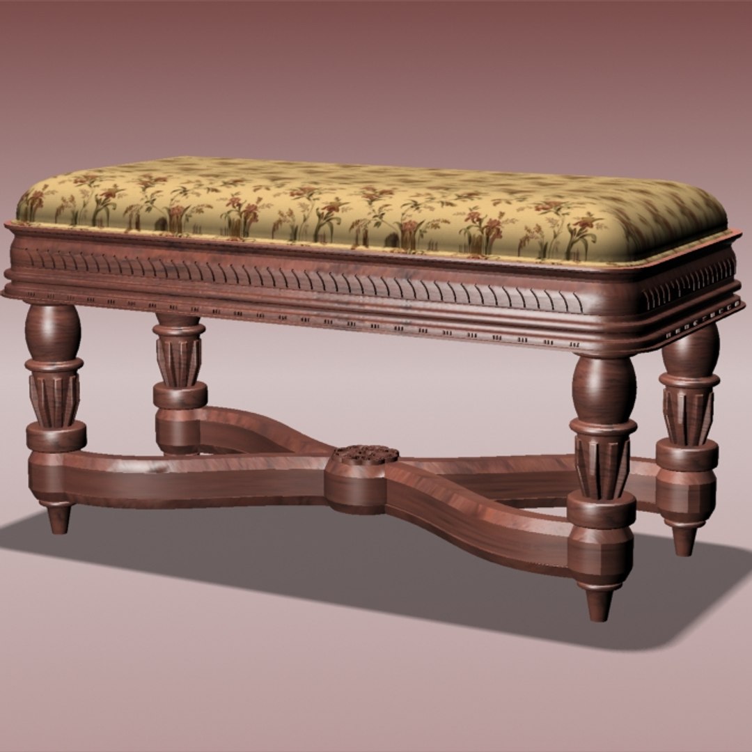 3d Model Antique Bench