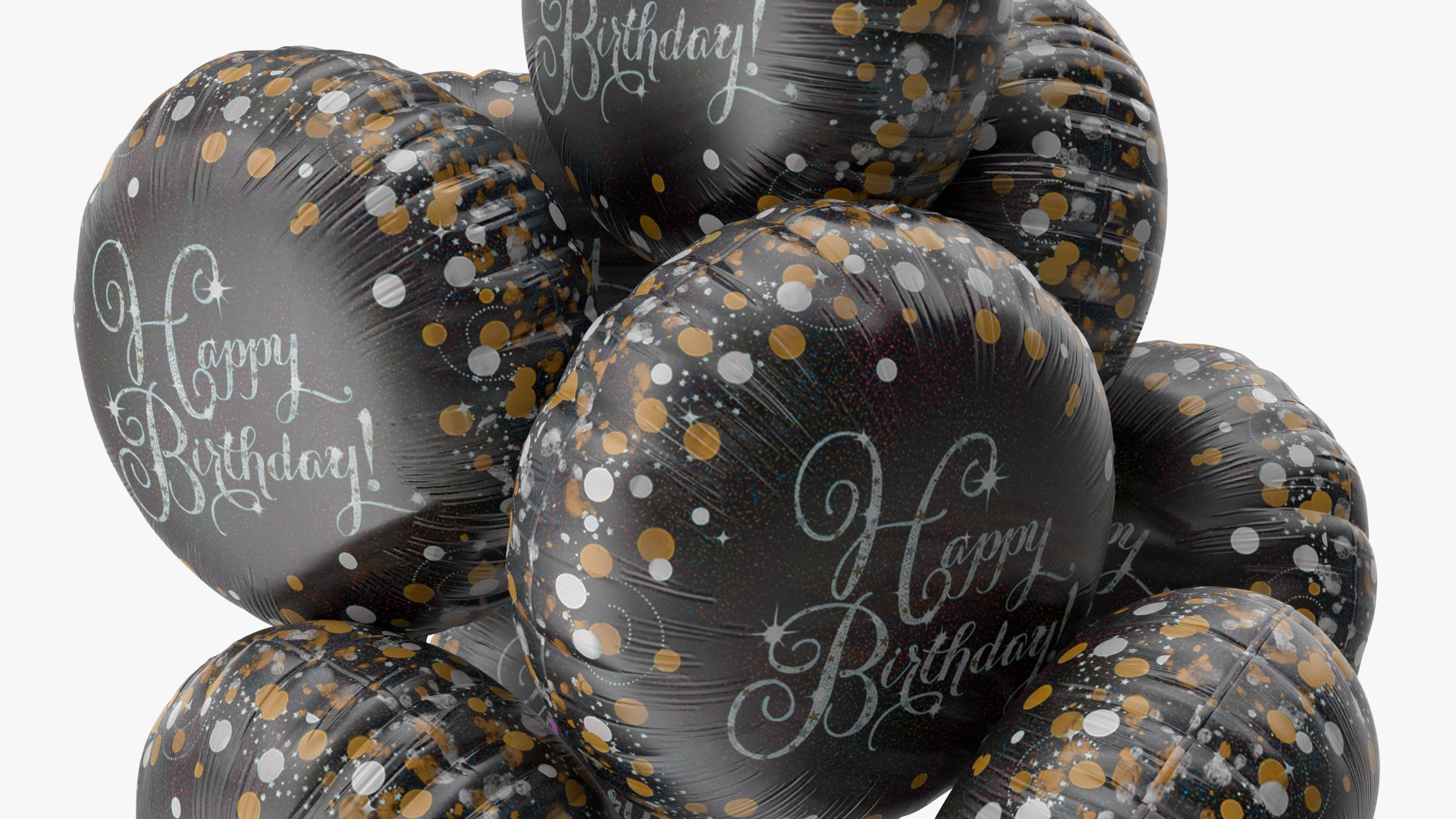 Happy Birthday Balloons Black 3D model - TurboSquid 2082821