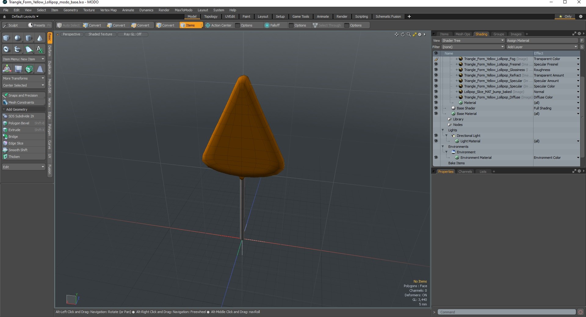 Triangle Form Yellow Lollipop 3D - TurboSquid 2241933
