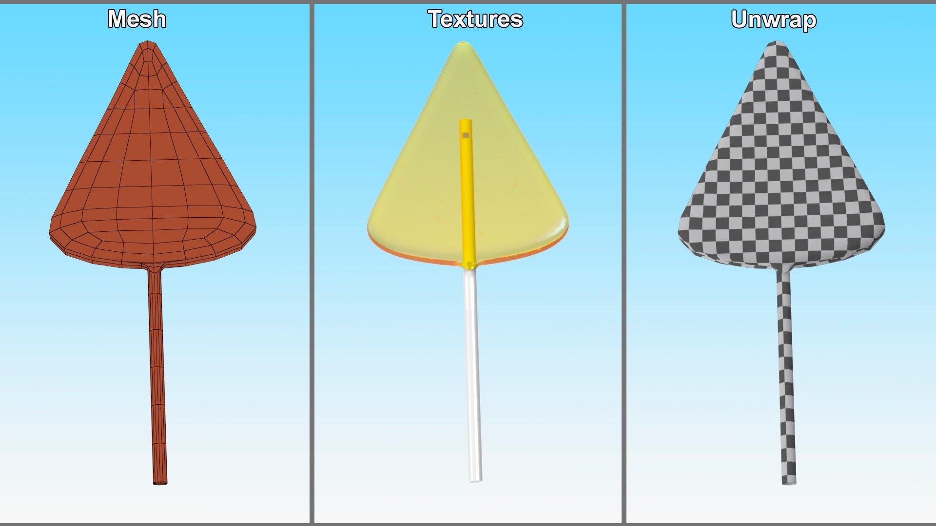 Triangle Form Yellow Lollipop 3D - TurboSquid 2241933