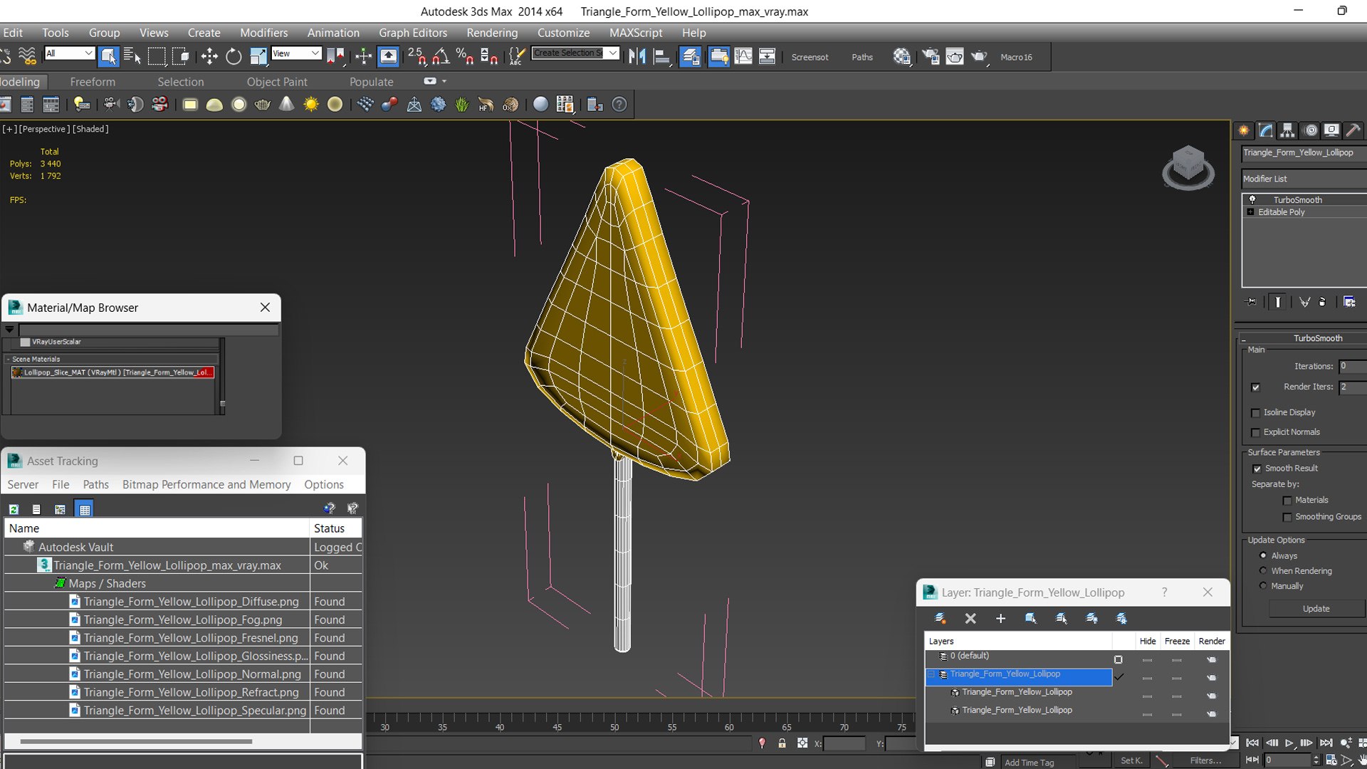 Triangle Form Yellow Lollipop 3D - TurboSquid 2241933