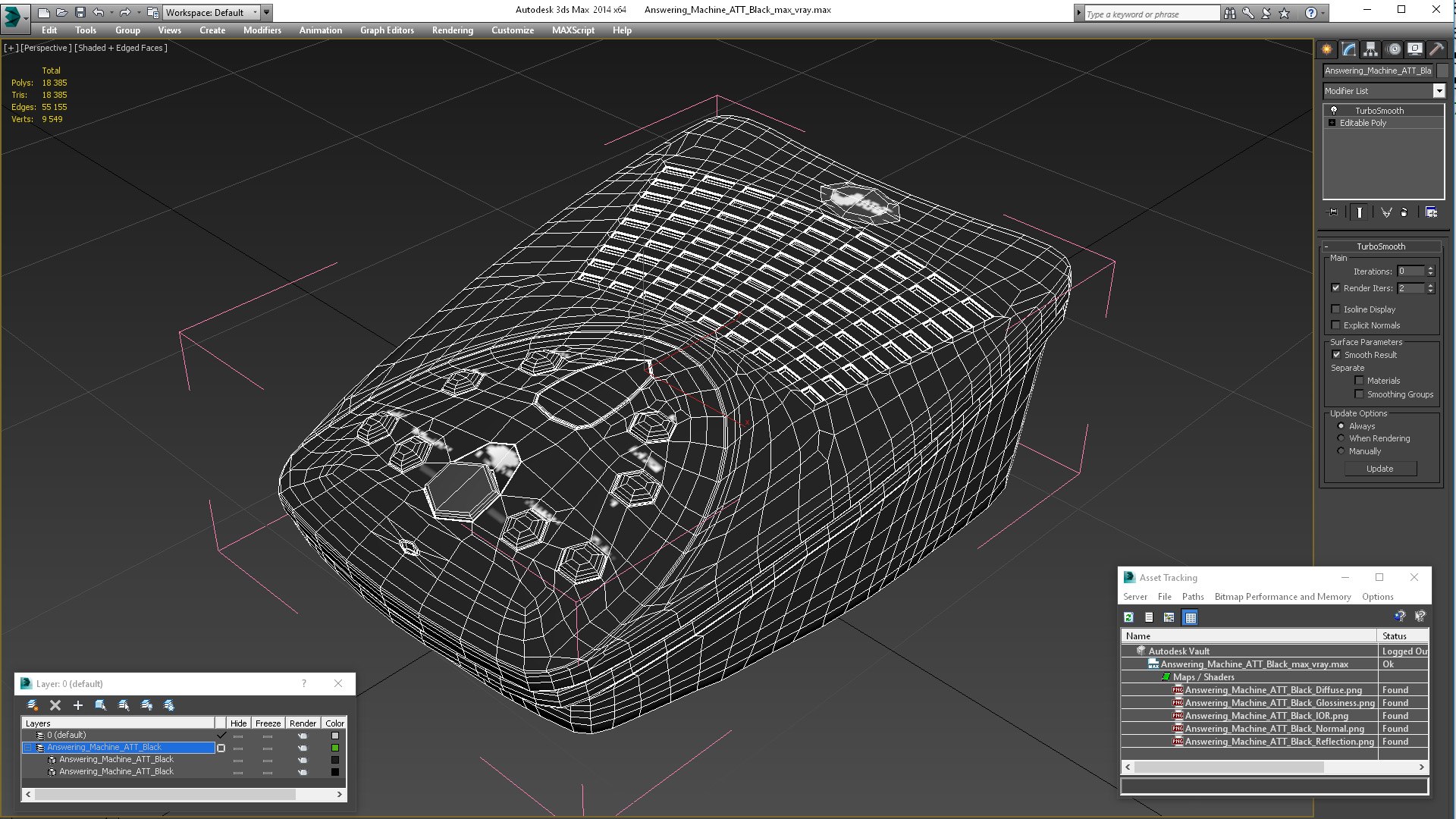 3D Model Answering Machine ATT Black - TurboSquid 2089871