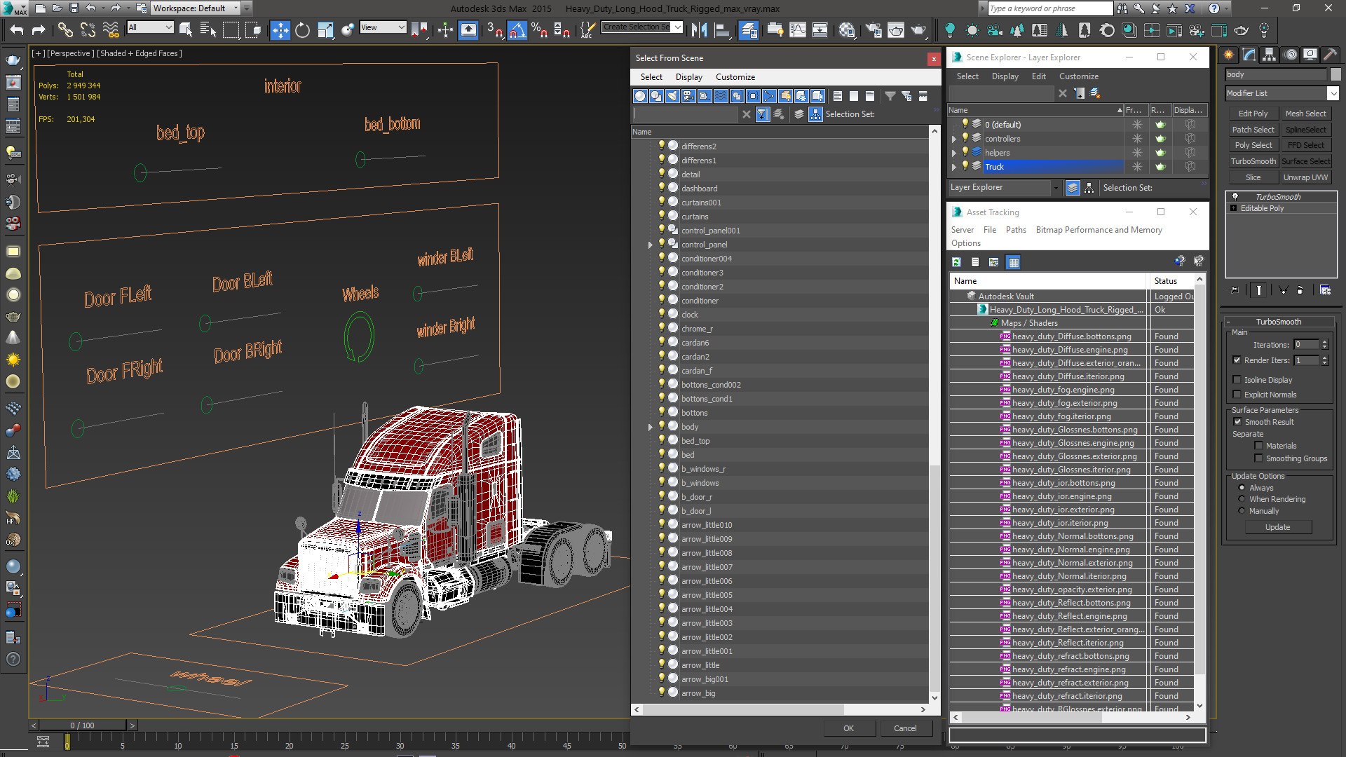 Heavy duty long hood model - TurboSquid 1608824