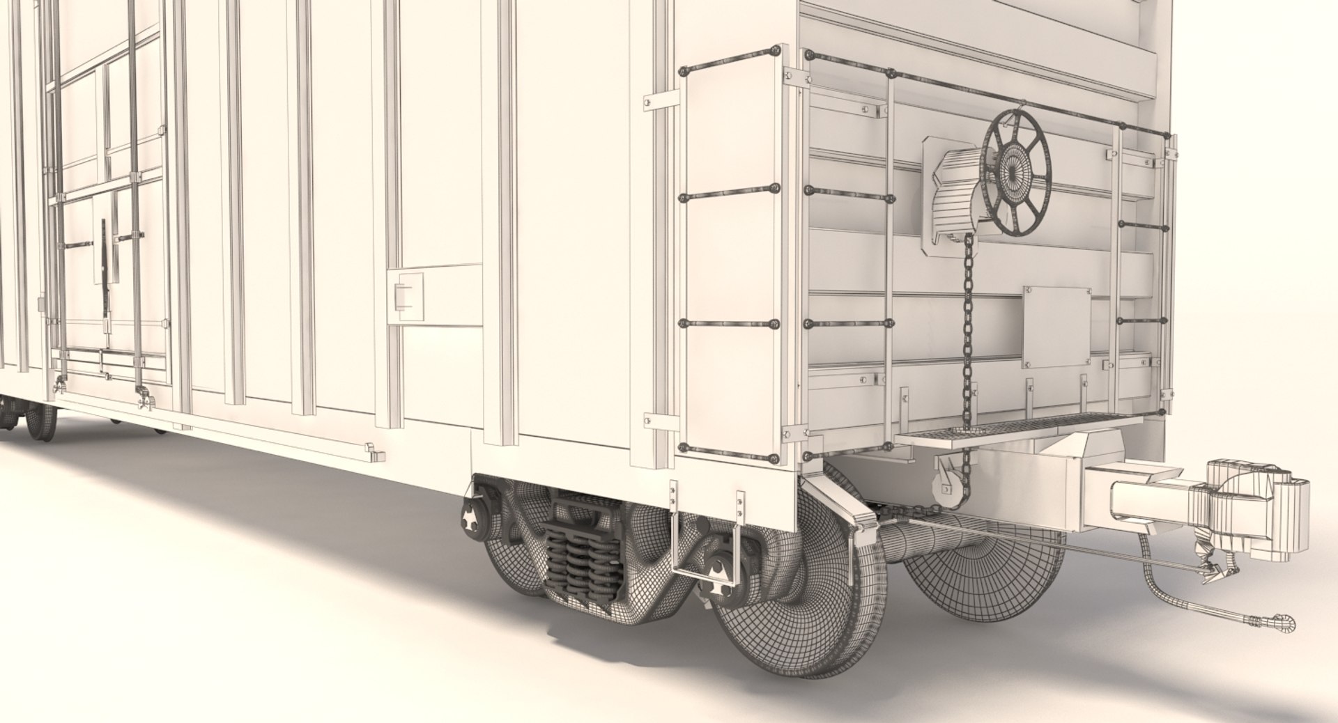 3d Model A405 Boxcar Rails Cargo