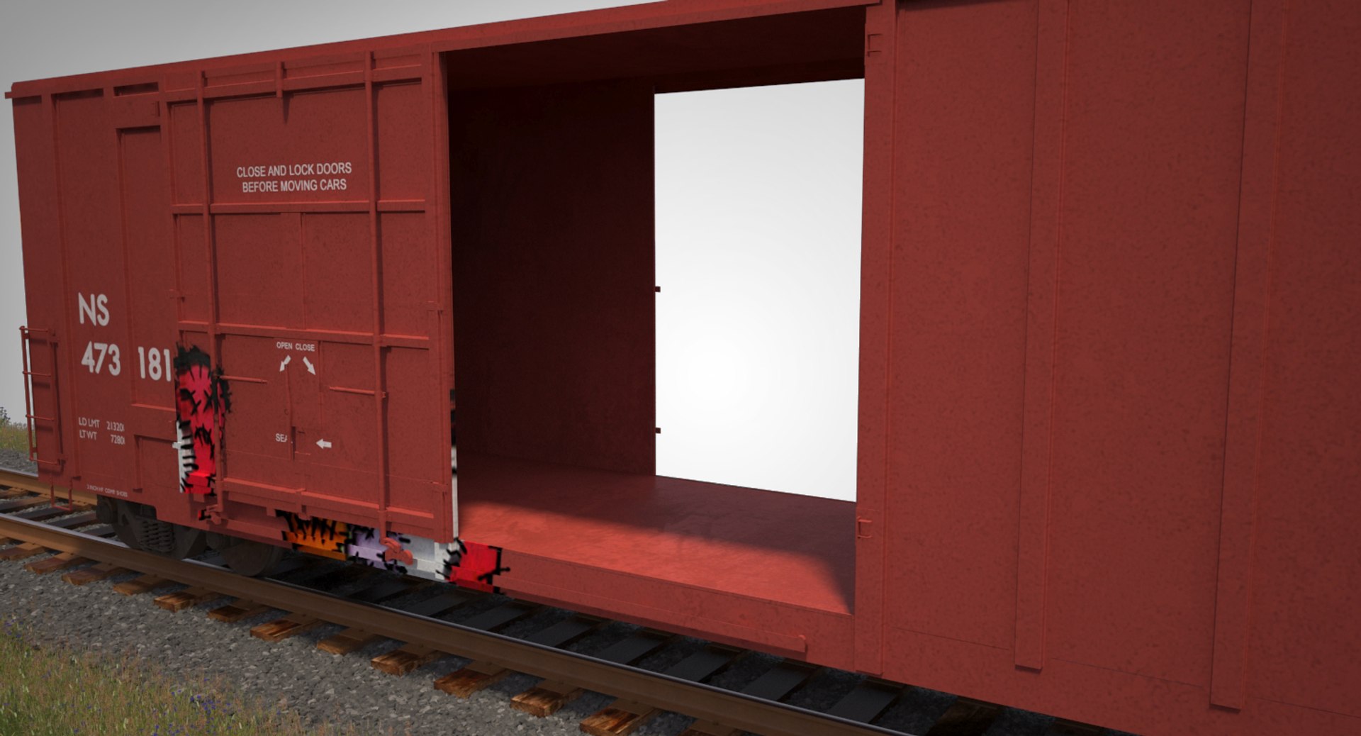 3d Model A405 Boxcar Rails Cargo