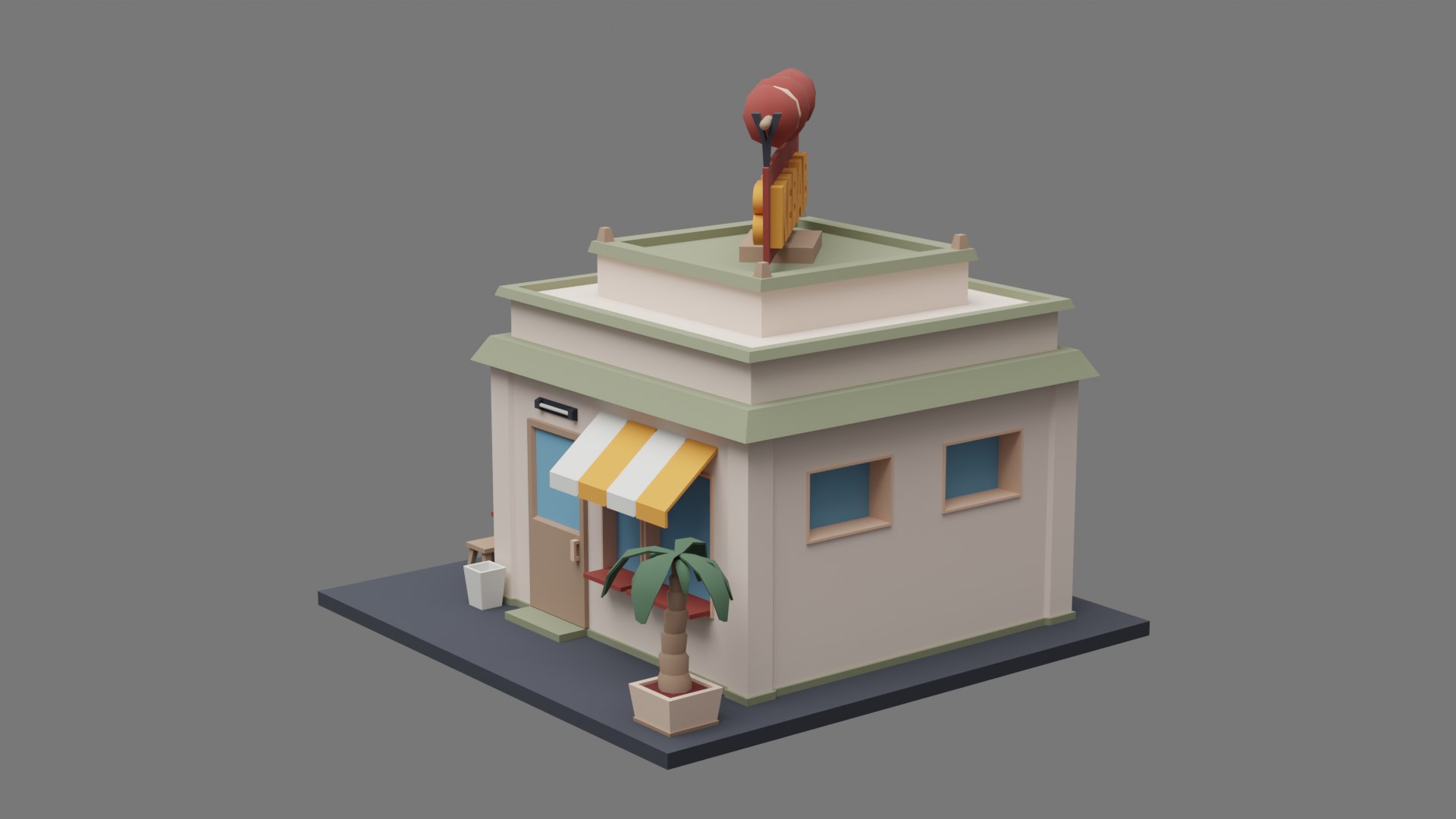 3D Kebab Cafe Low Poly - TurboSquid 2260446