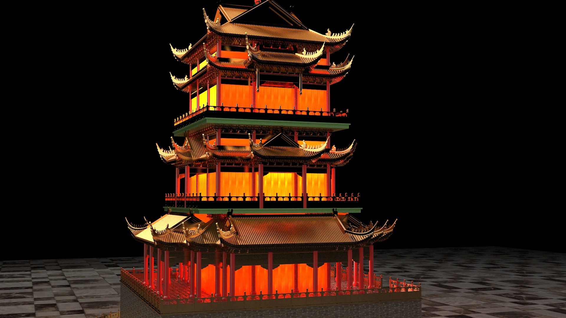 3D Chinese Ancient Tower - TurboSquid 1897034