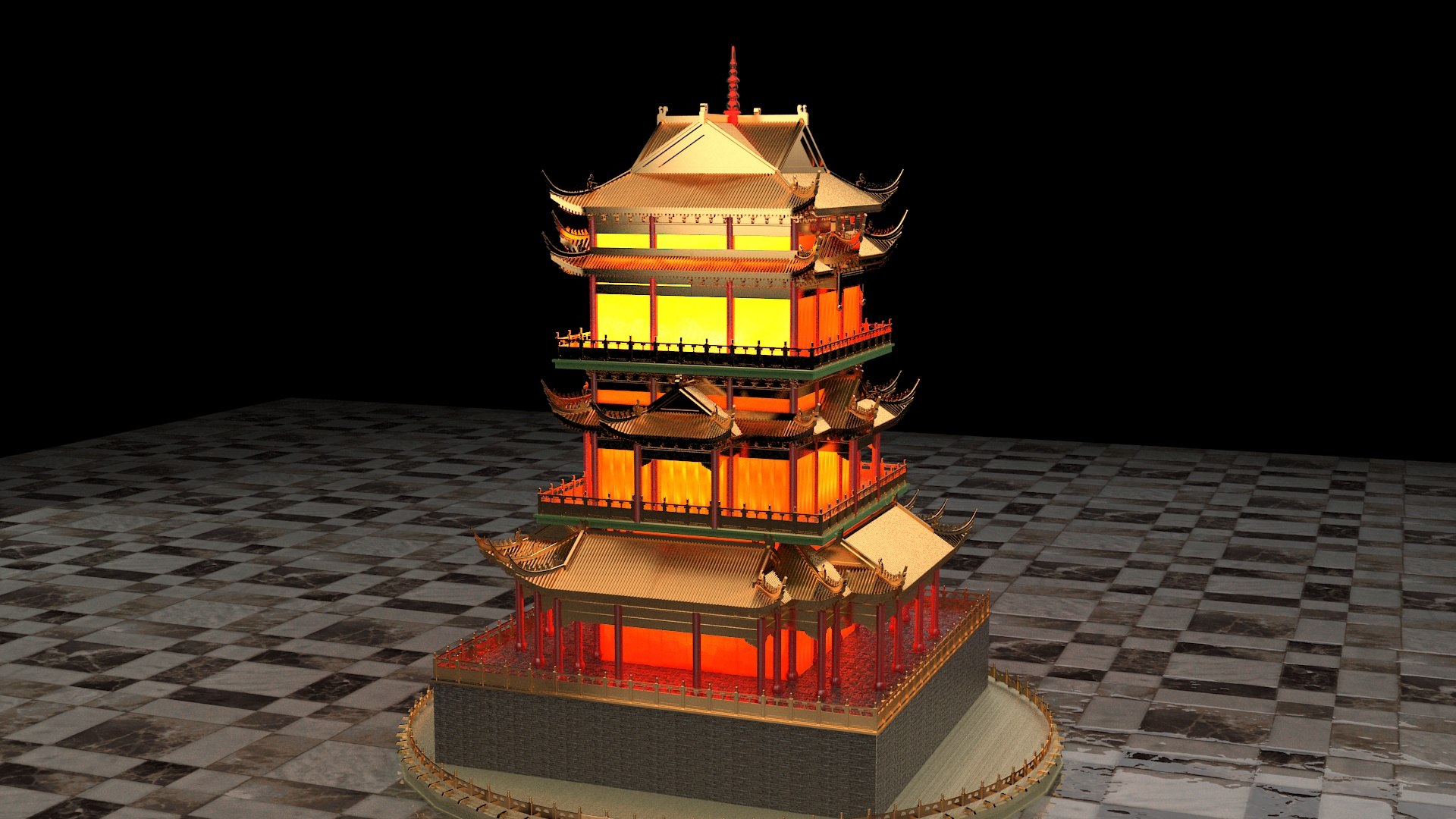 3D Chinese Ancient Tower - TurboSquid 1897034