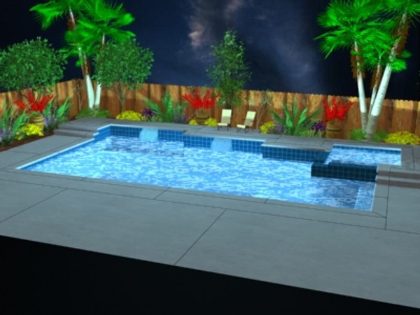 3d geometric swimming pool model