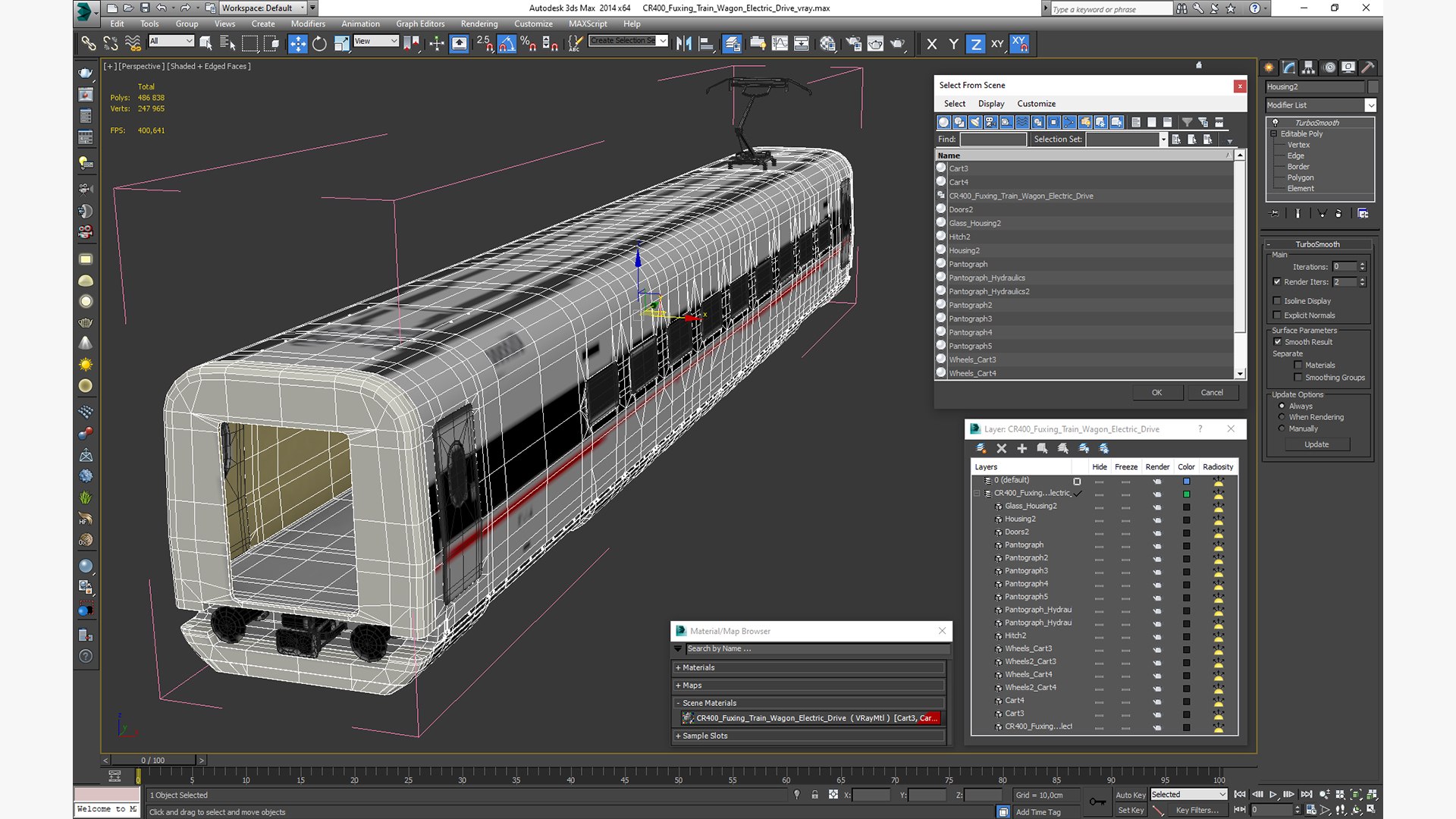 3D CR400 Fuxing Train Wagon Electric Drive model - TurboSquid 2087414