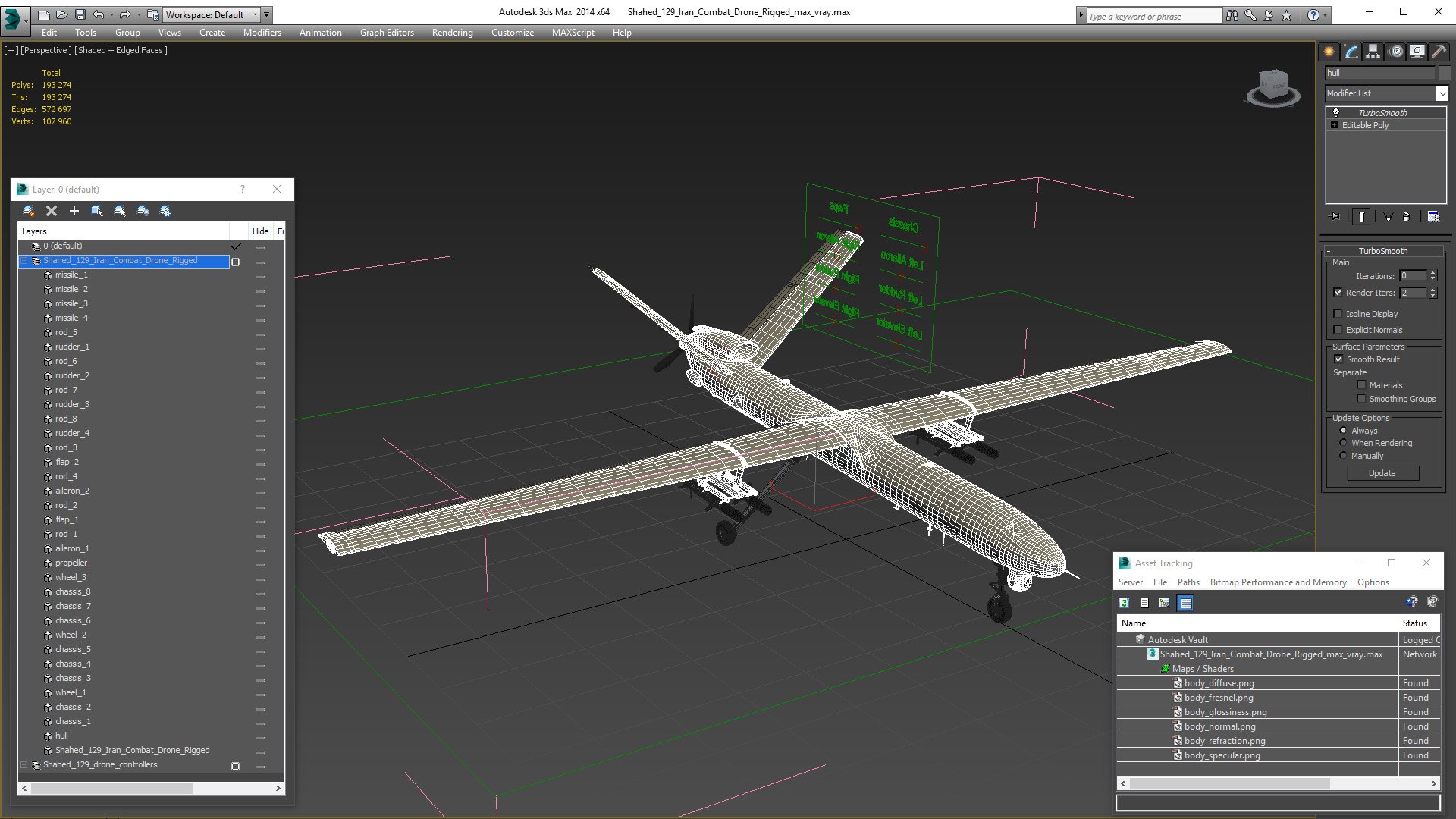 3D Shahed 129 Iran Combat Drone Rigged model - TurboSquid 1987156