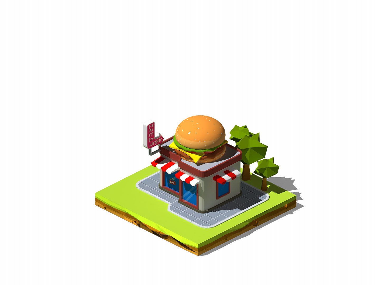 3D Model Hamburger Shop - TurboSquid 2201232