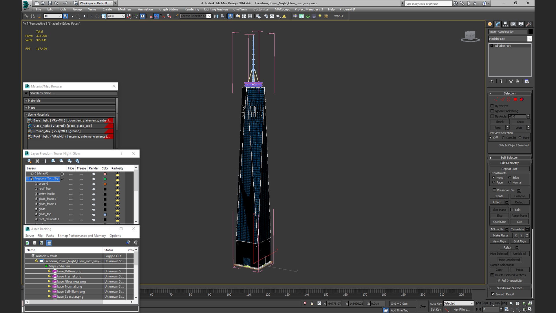3D Freedom Tower Night Glow - TurboSquid 1788391