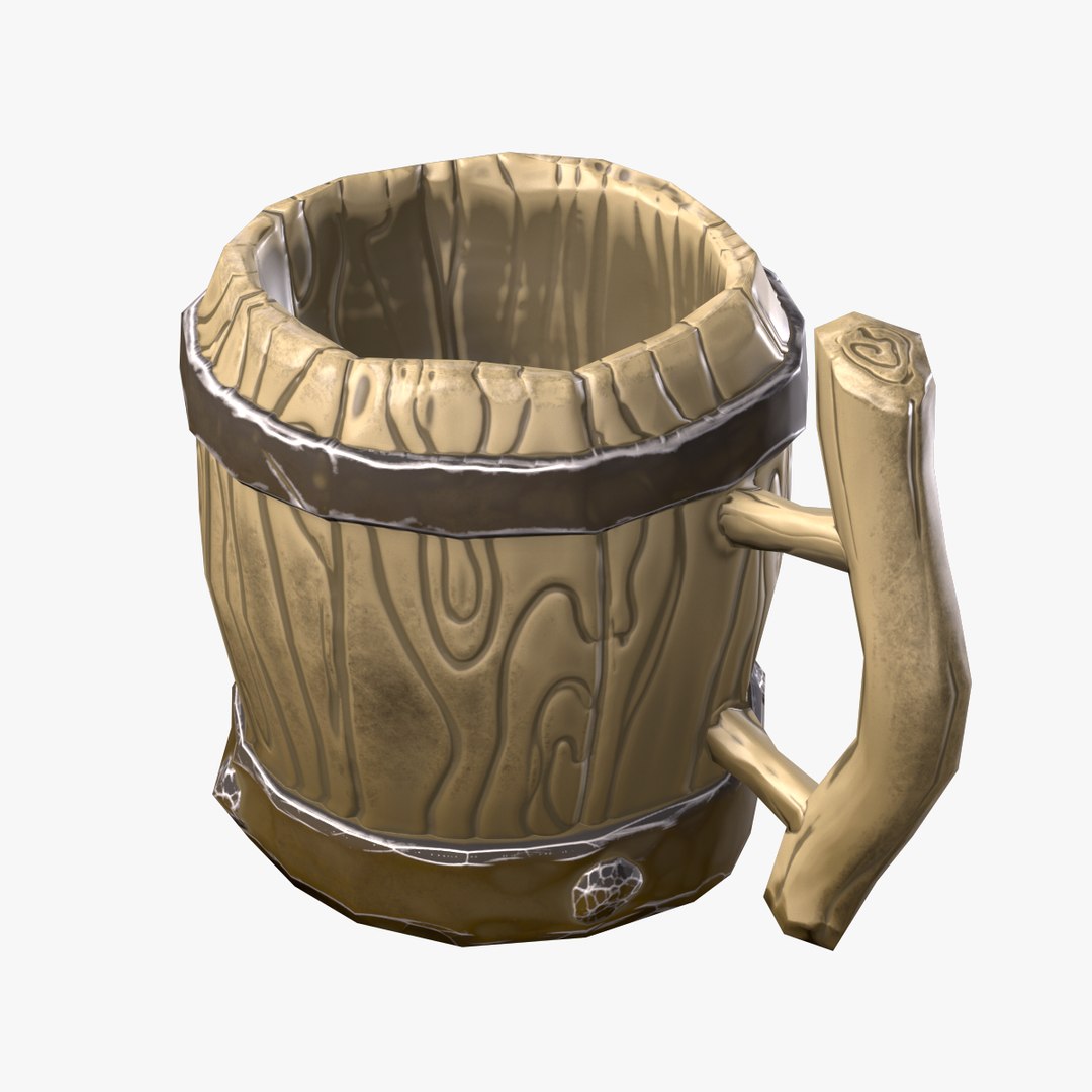 3D Wooden Mug Model - TurboSquid 2195594