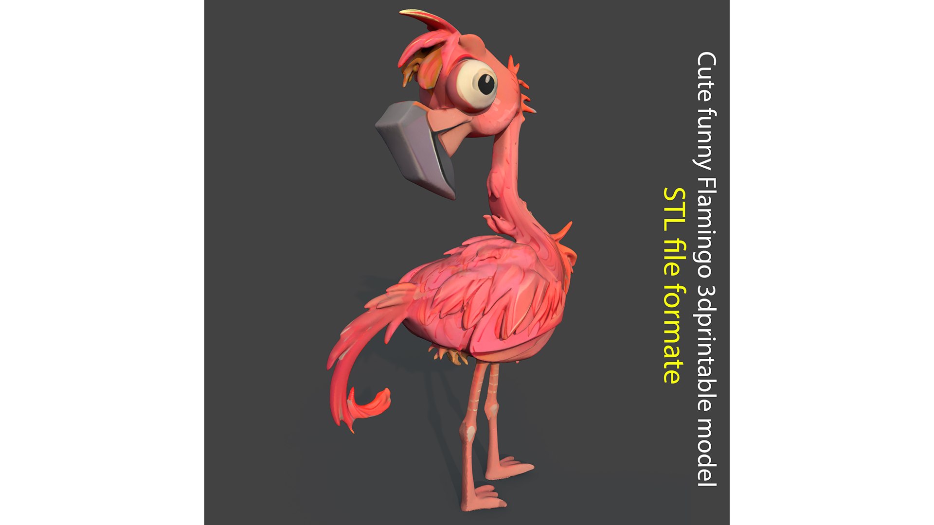 Cute Funny Cartoon Flamingo STL 3D Printable Model 3D Model ...