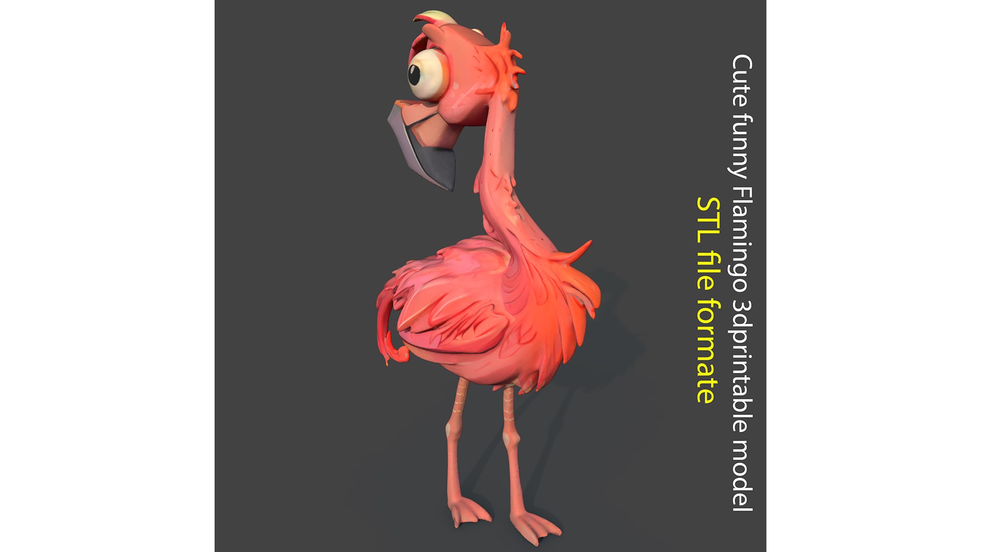 Cute Funny Cartoon Flamingo STL 3D Printable Model 3D Model ...