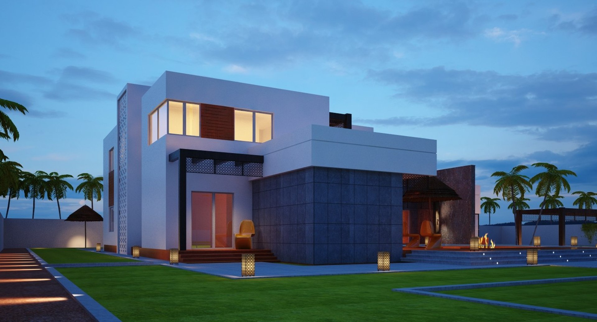 3D Real Villas Night Shot - TurboSquid 1286415