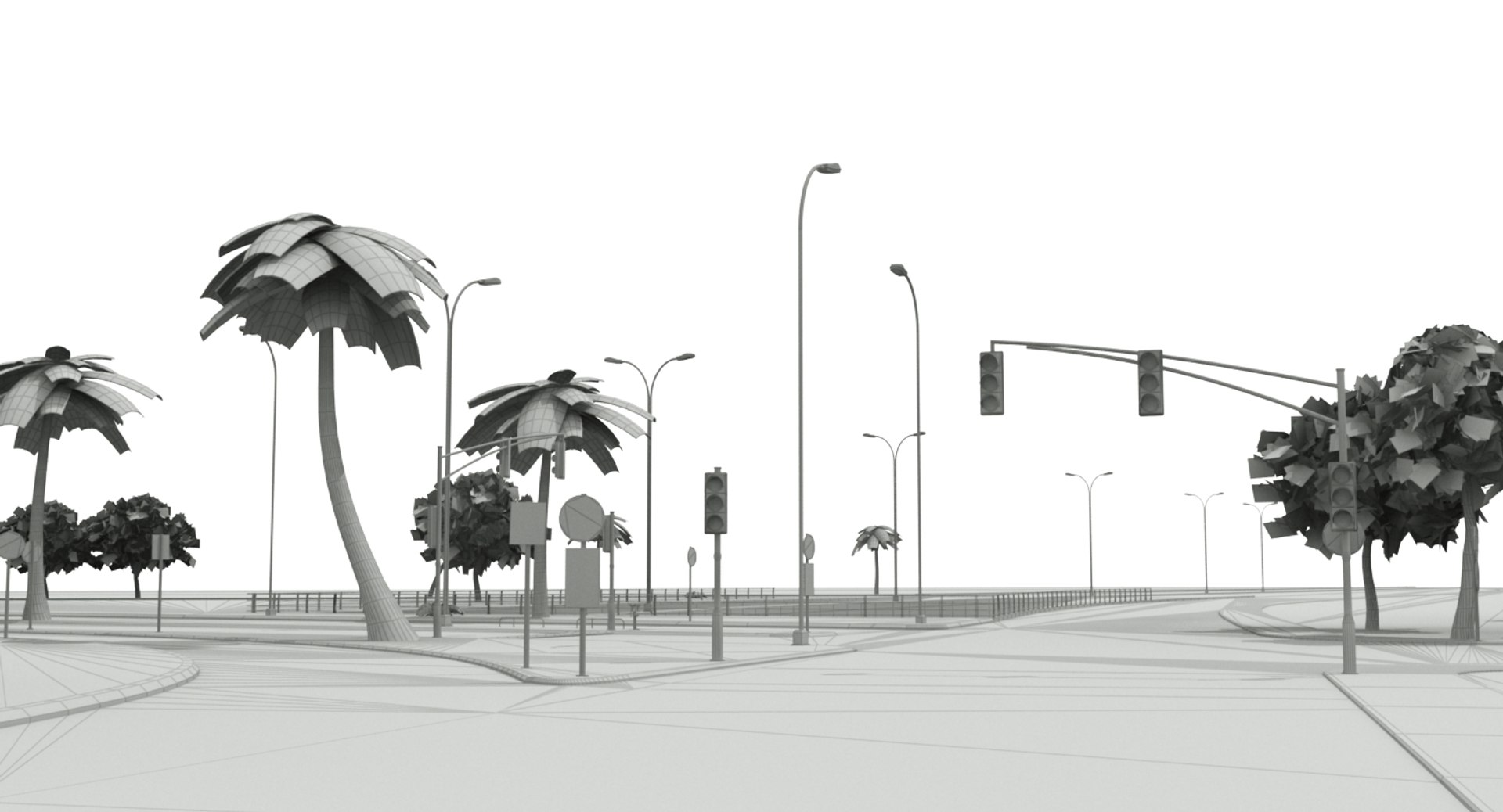 3D model intersection 3 road - TurboSquid 1359396