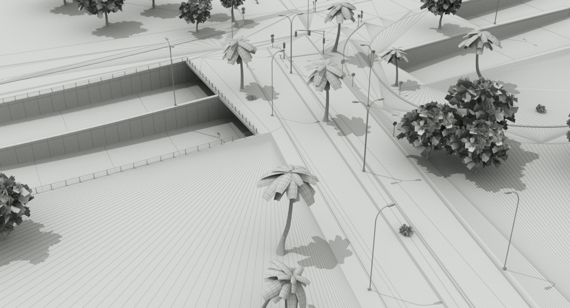 3D model intersection 3 road - TurboSquid 1359396