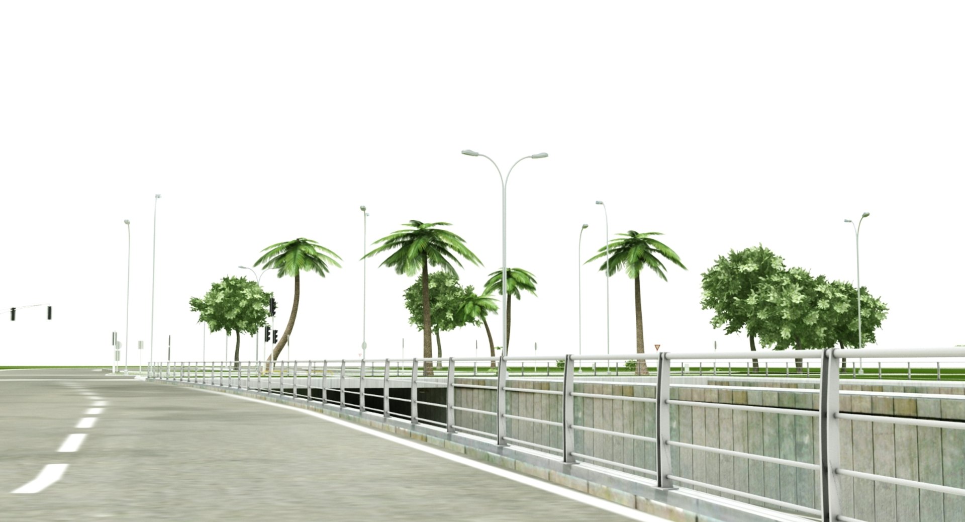 3D Model Intersection 3 Road - TurboSquid 1359396