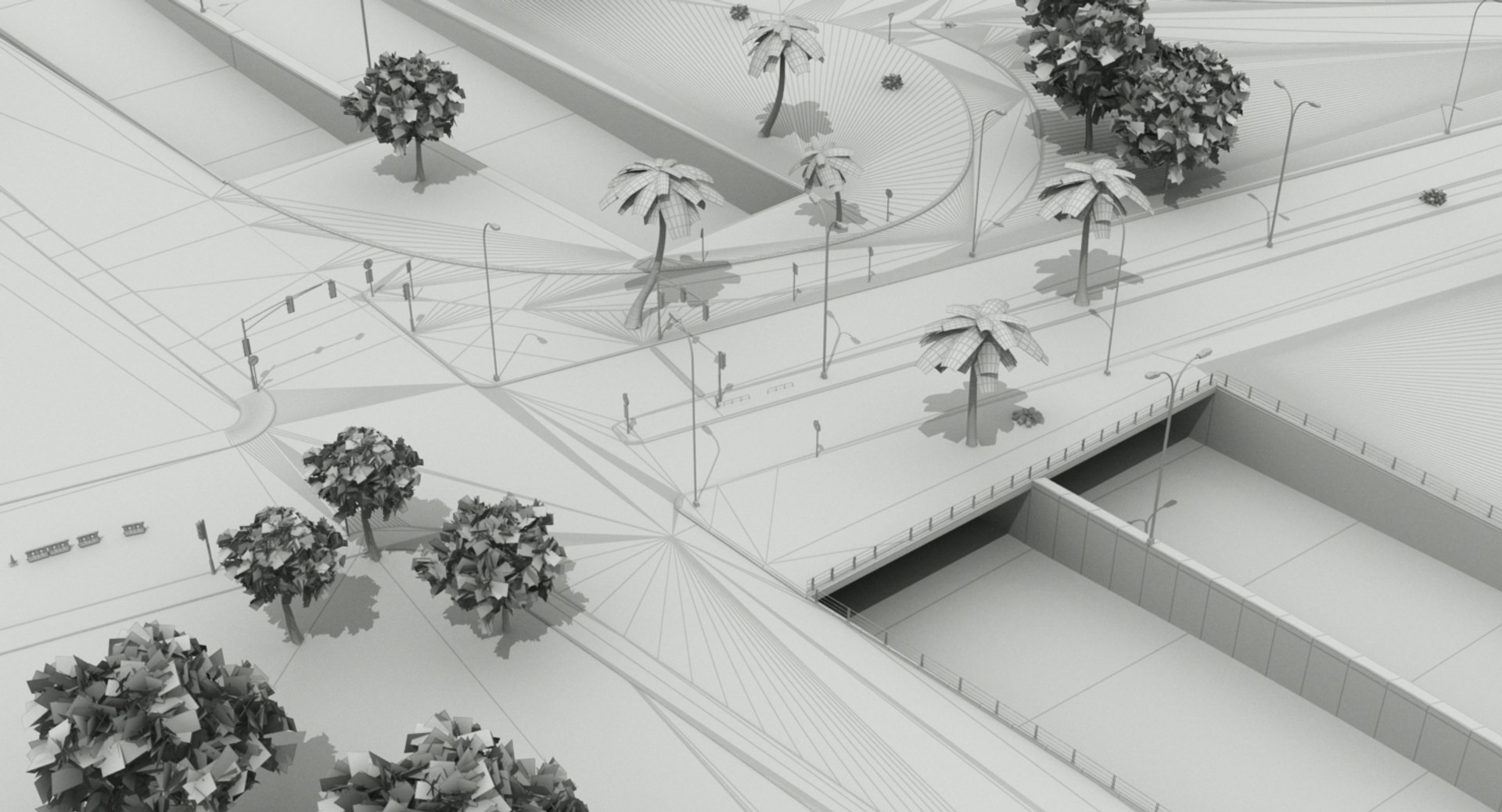 3D model intersection 3 road - TurboSquid 1359396