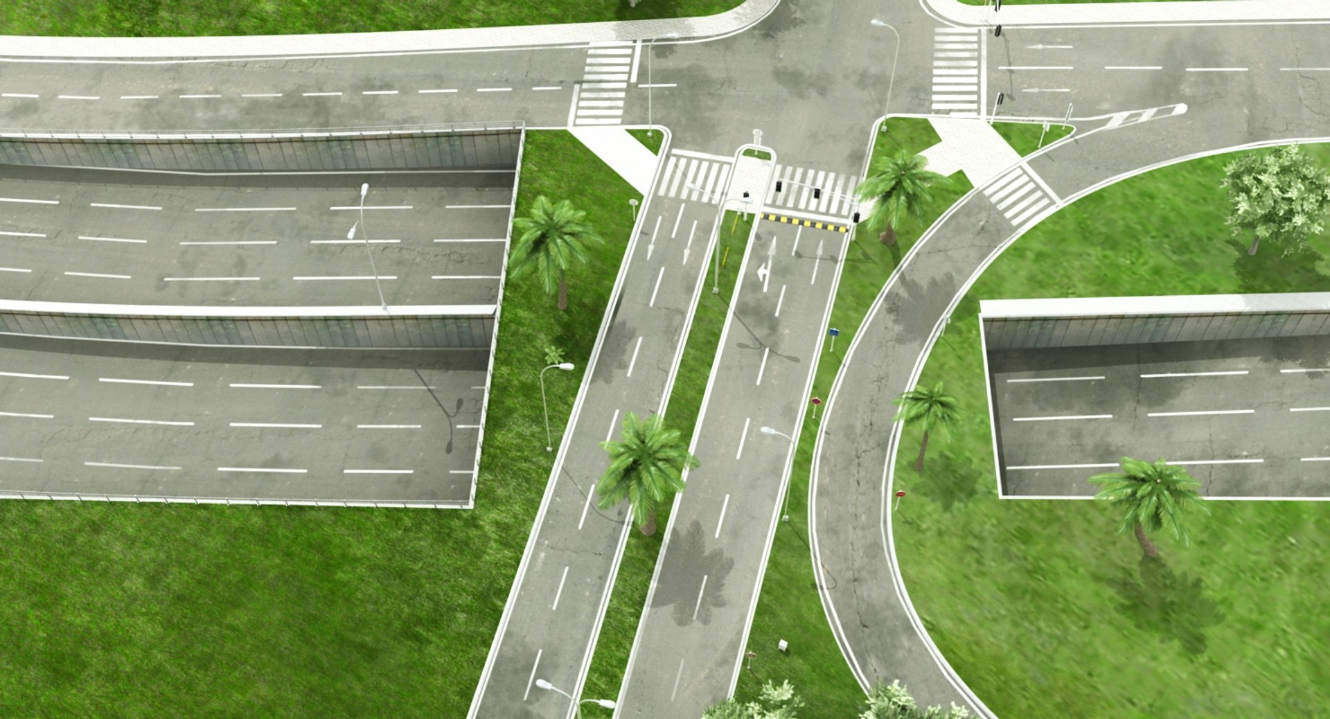 3D Model Intersection 3 Road - TurboSquid 1359396