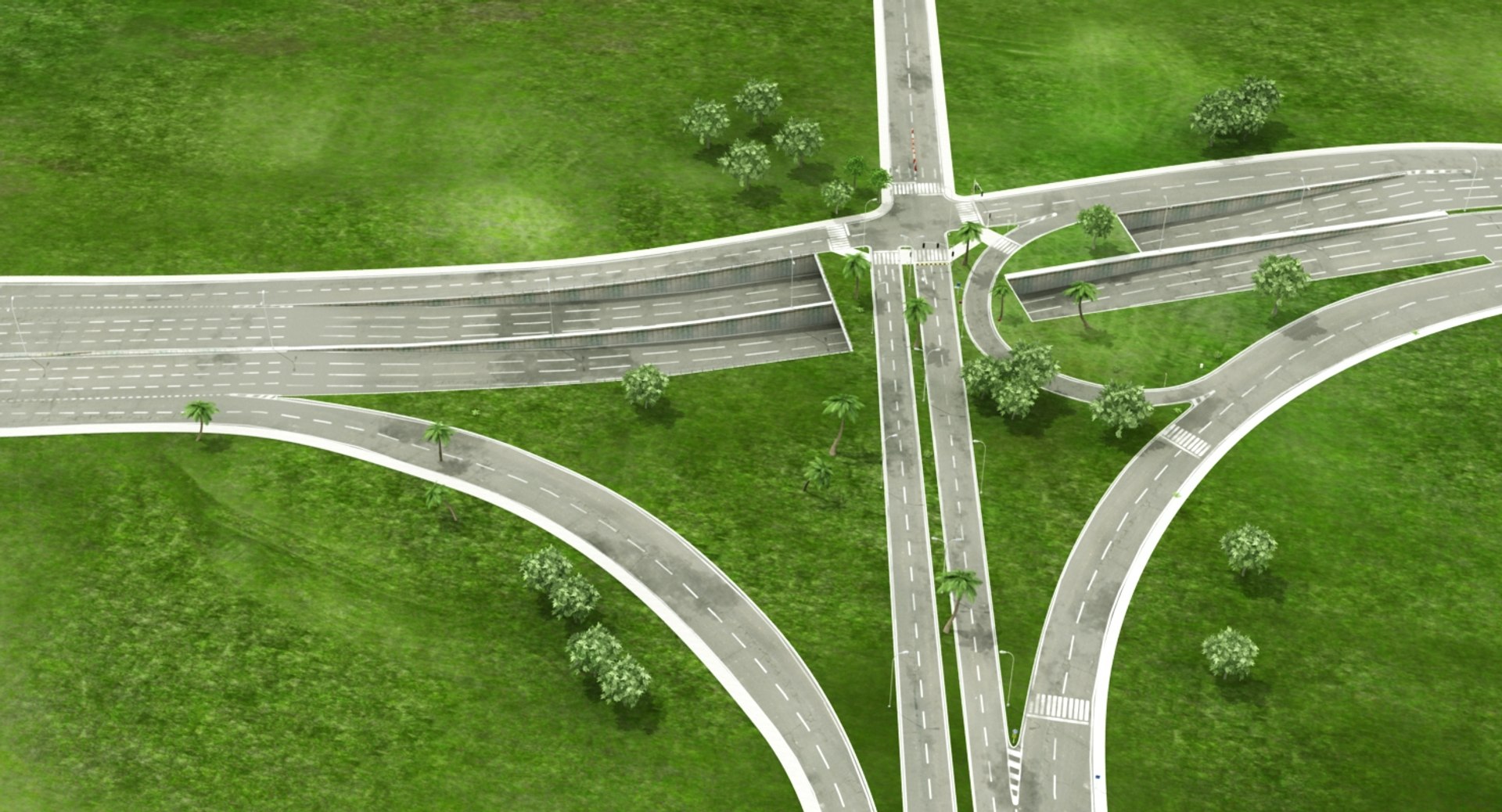 3D Model Intersection 3 Road - TurboSquid 1359396