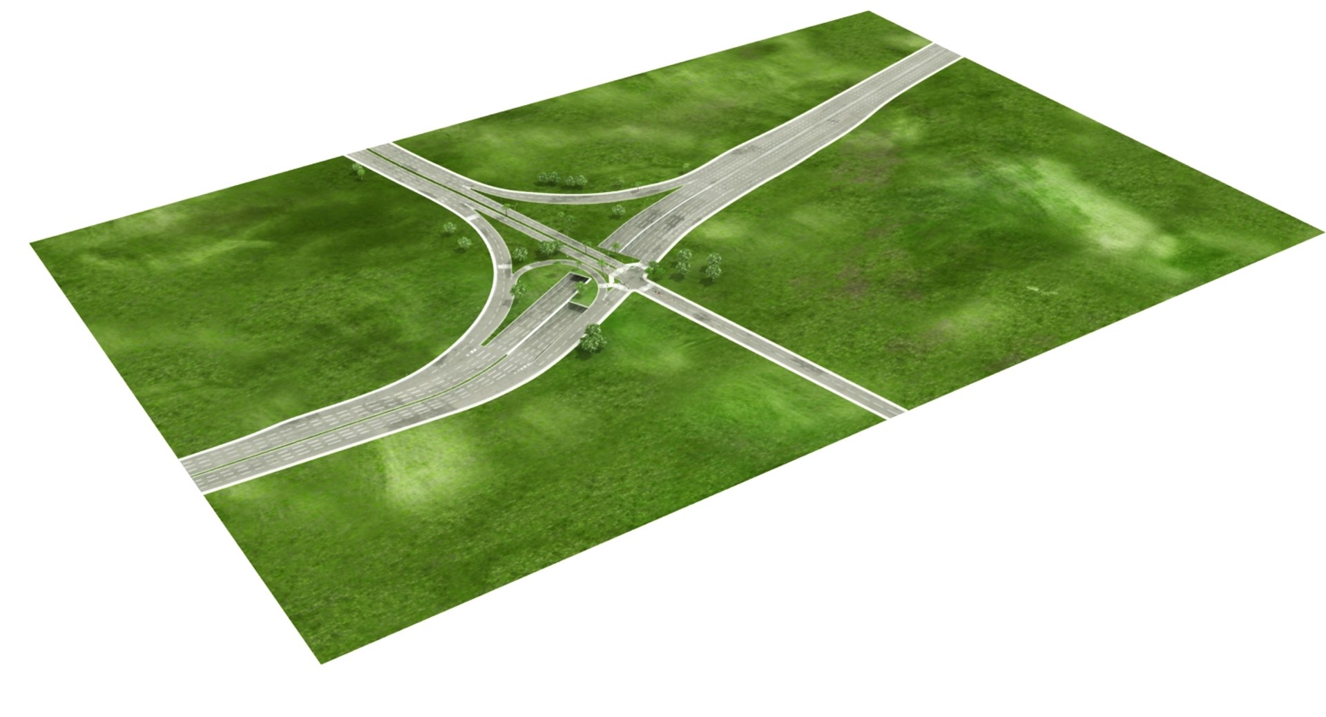 3D Model Intersection 3 Road - TurboSquid 1359396