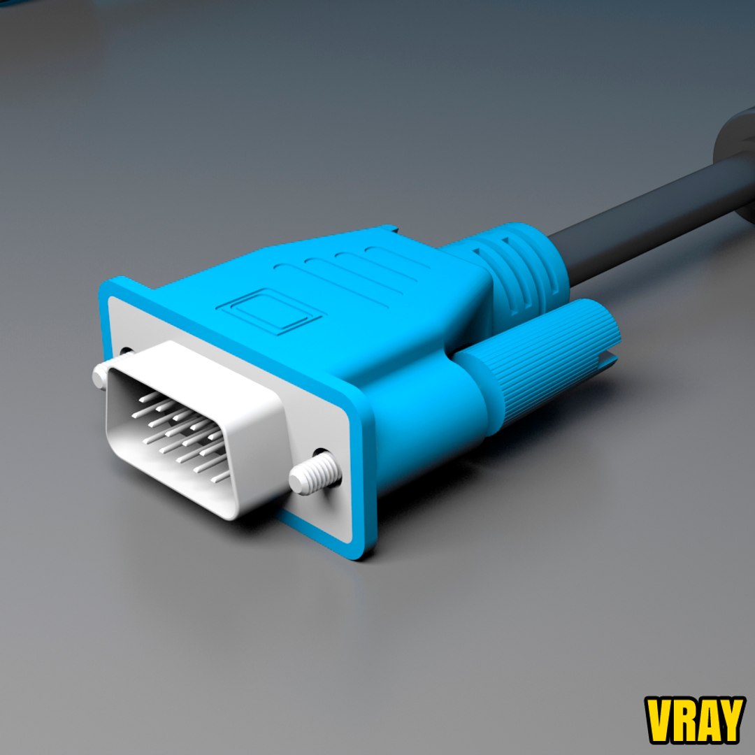 3d model vga monitor cable