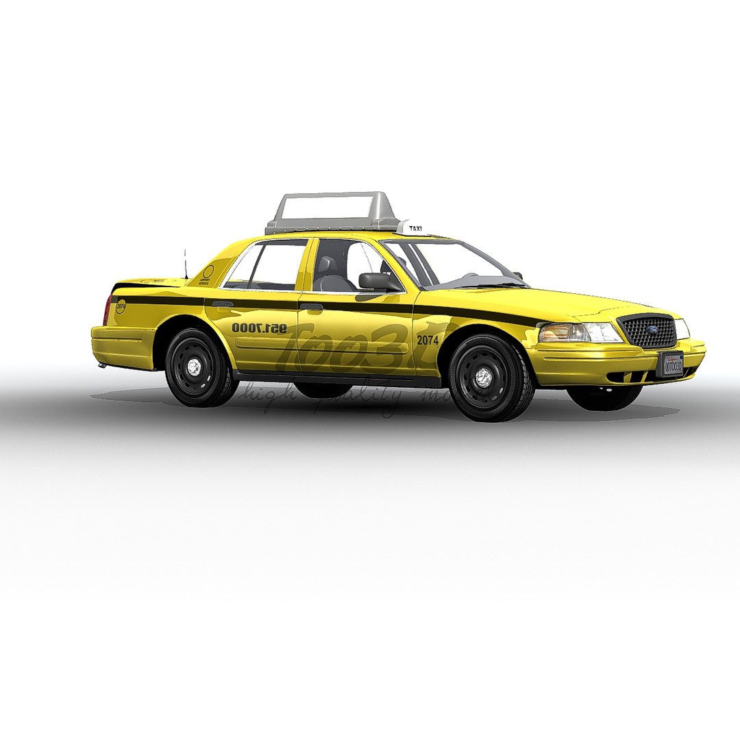 3d model crown victoria yellow cab