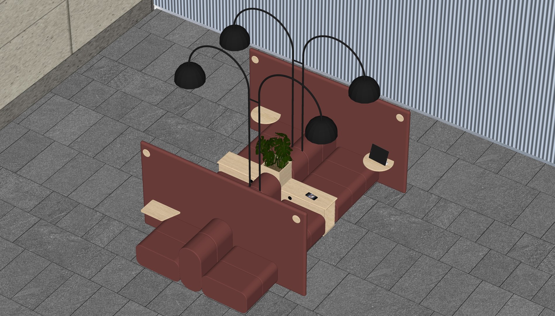 3D Model Modern Rest Area Card Seat Sofa Table And Chair Combination ...