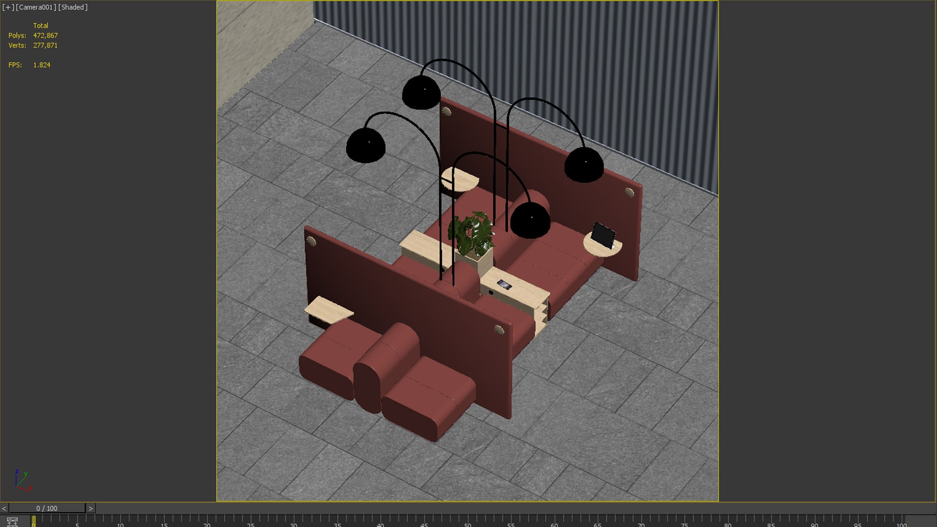 3D Model Modern Rest Area Card Seat Sofa Table And Chair Combination ...