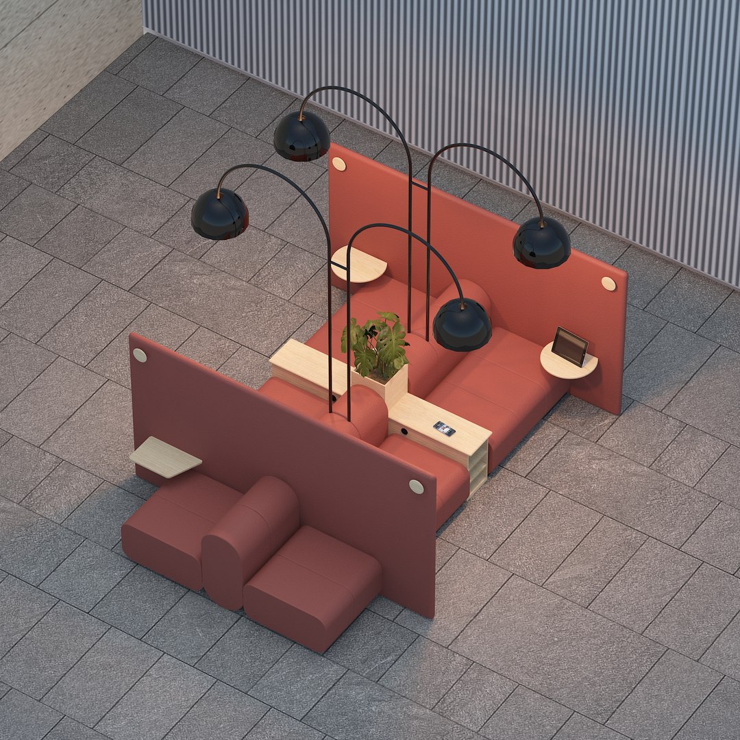 3D Model Modern Rest Area Card Seat Sofa Table And Chair Combination ...