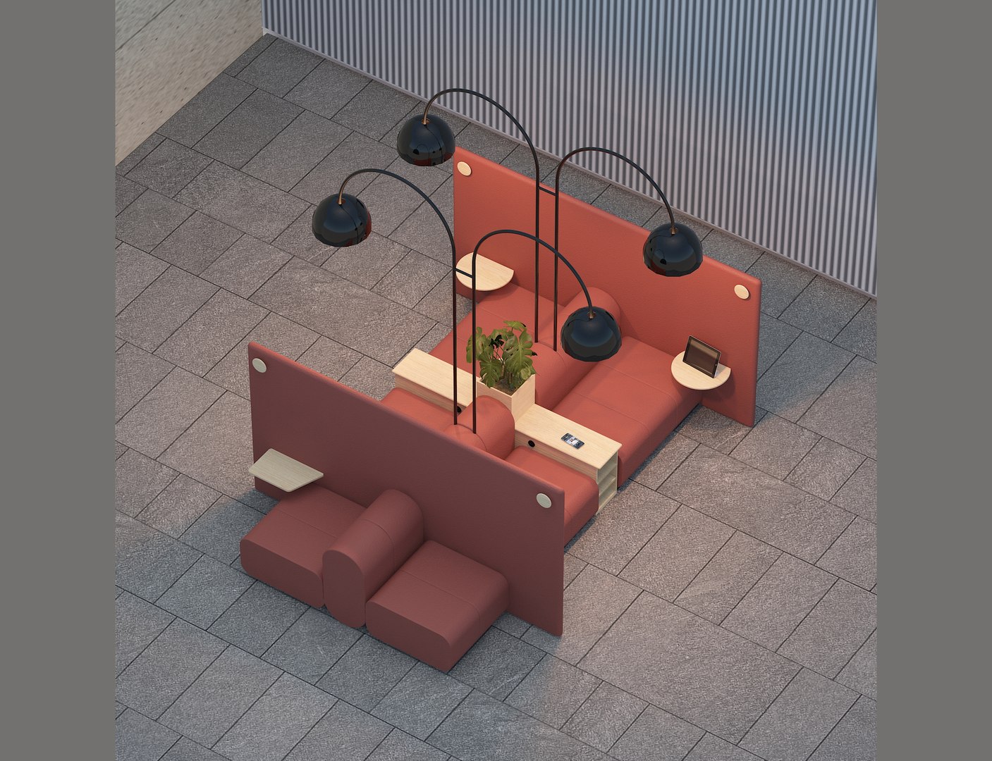3D Model Modern Rest Area Card Seat Sofa Table And Chair Combination ...