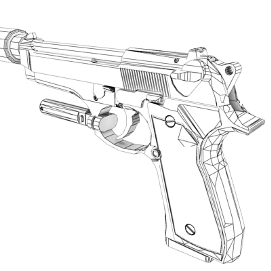 3d m9 pistol model