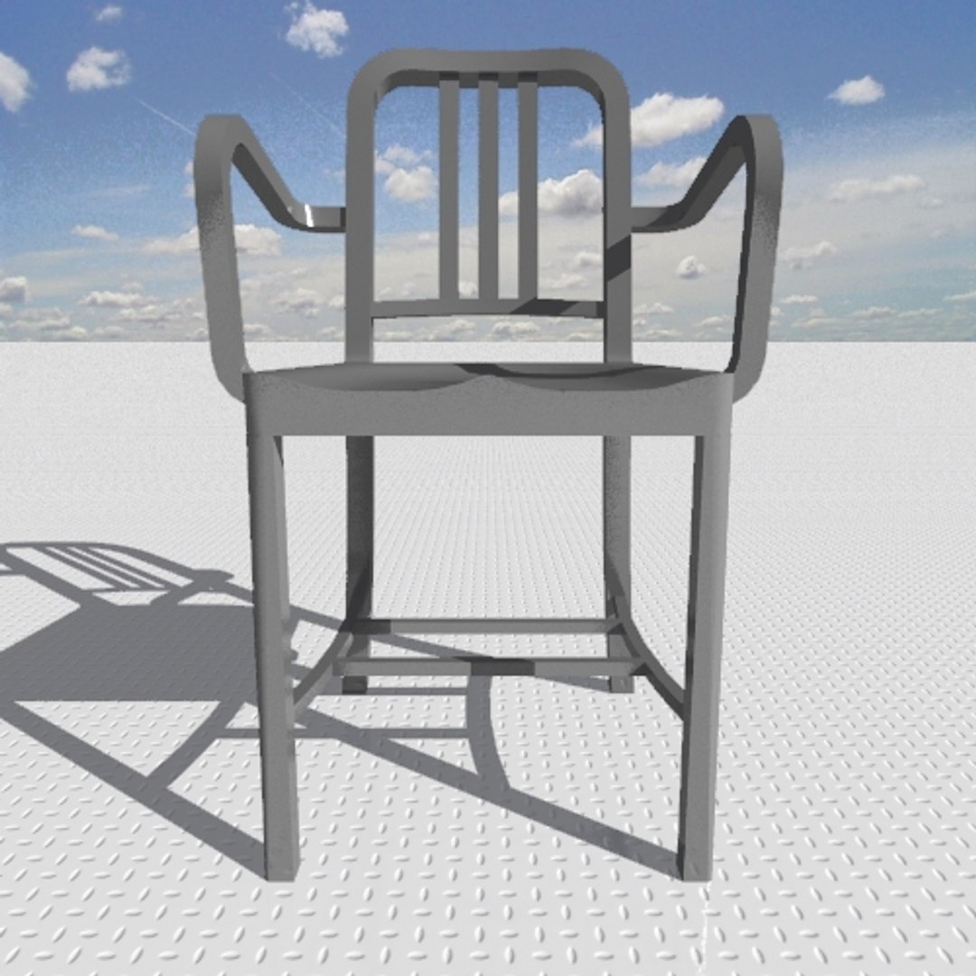 3d Navy Armchair Designed Model