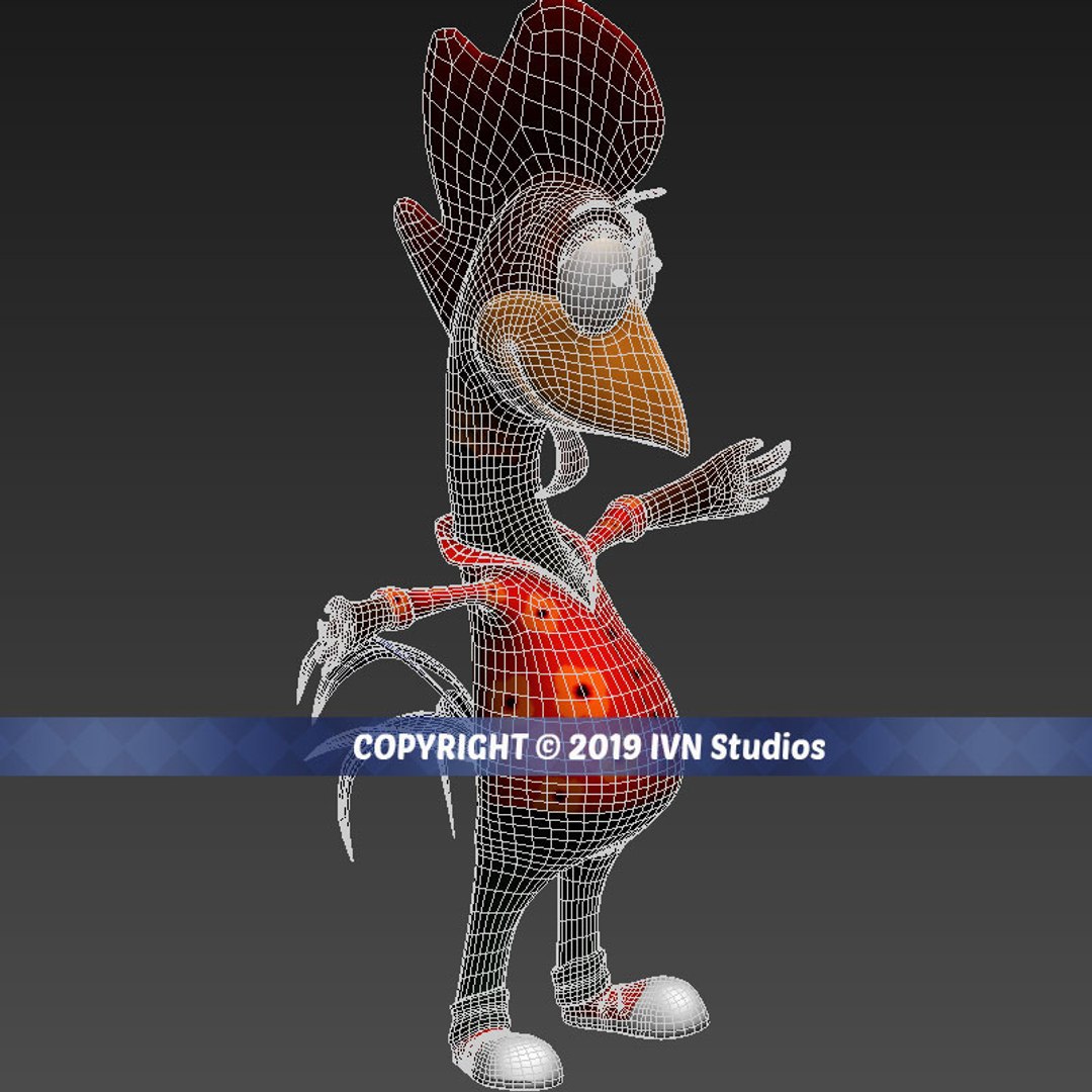 3D Model Cartoon Rooster - TurboSquid 1359699